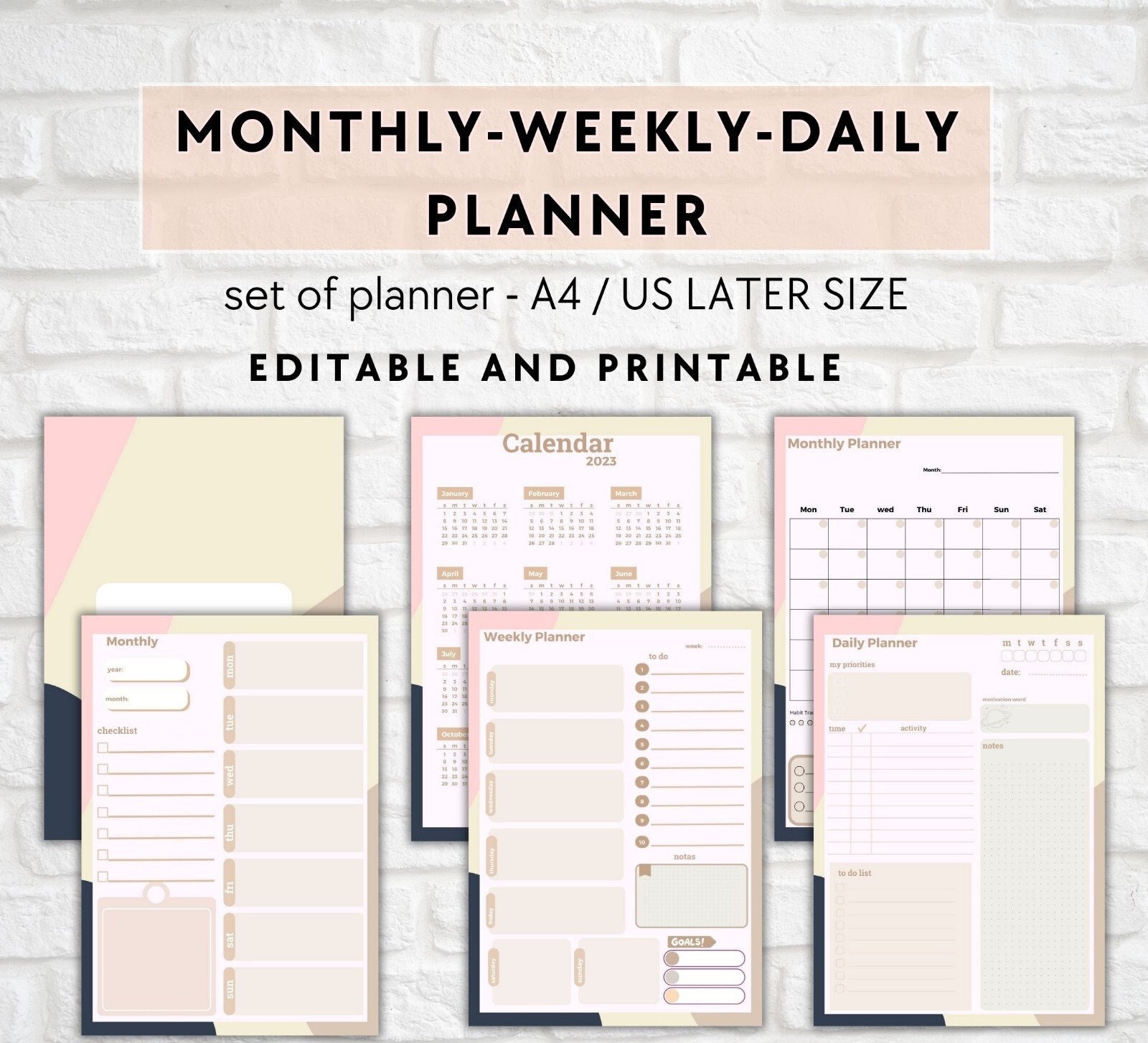 Digital Planners, Monthly,weekly,daily Planners,printable Planner ...