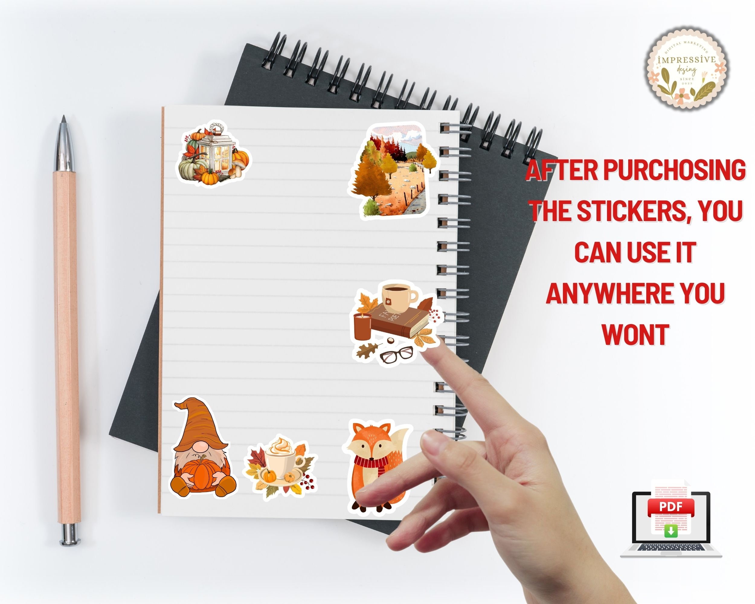 Autumn Printable Stickers Pdf-png, Junk Journal Stickers, Printable ...