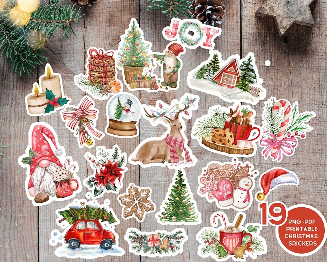Christmas Stıckers Printable PNG- PDF-JPG, Christmas Clipart, Books ...