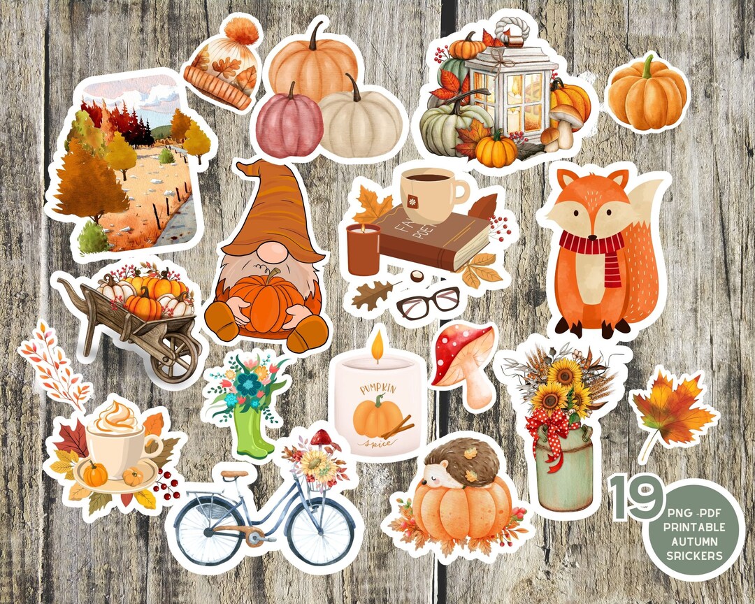Autumn Printable Stickers Pdf-png, Junk Journal Stickers, Printable ...