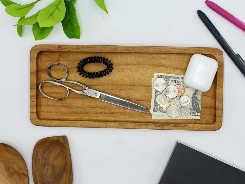 Catch All Tray FREE ENGRAVING Teak Wood Valet Tray Christmas Gift ...