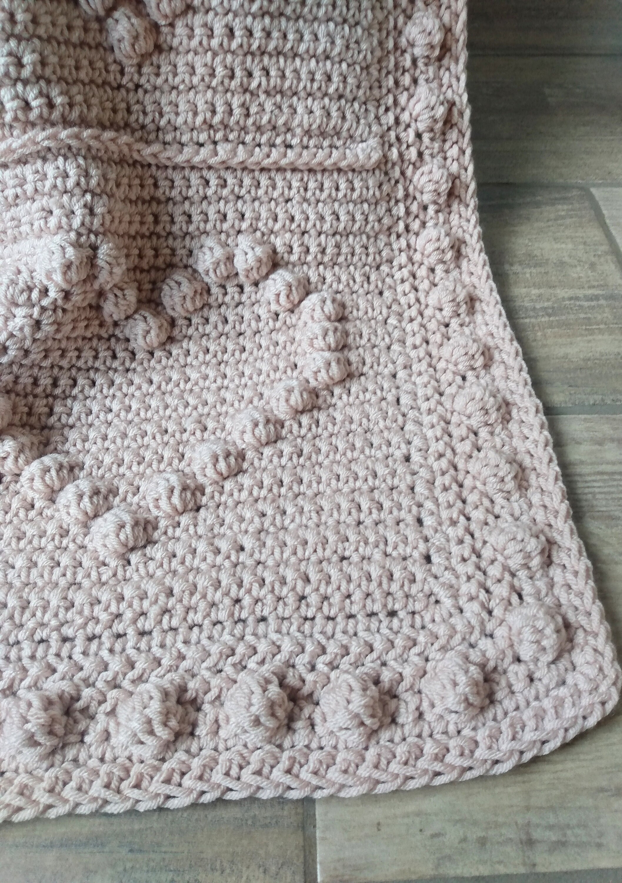 Blush Pink Bobble Heart Crochet Blanket - Etsy