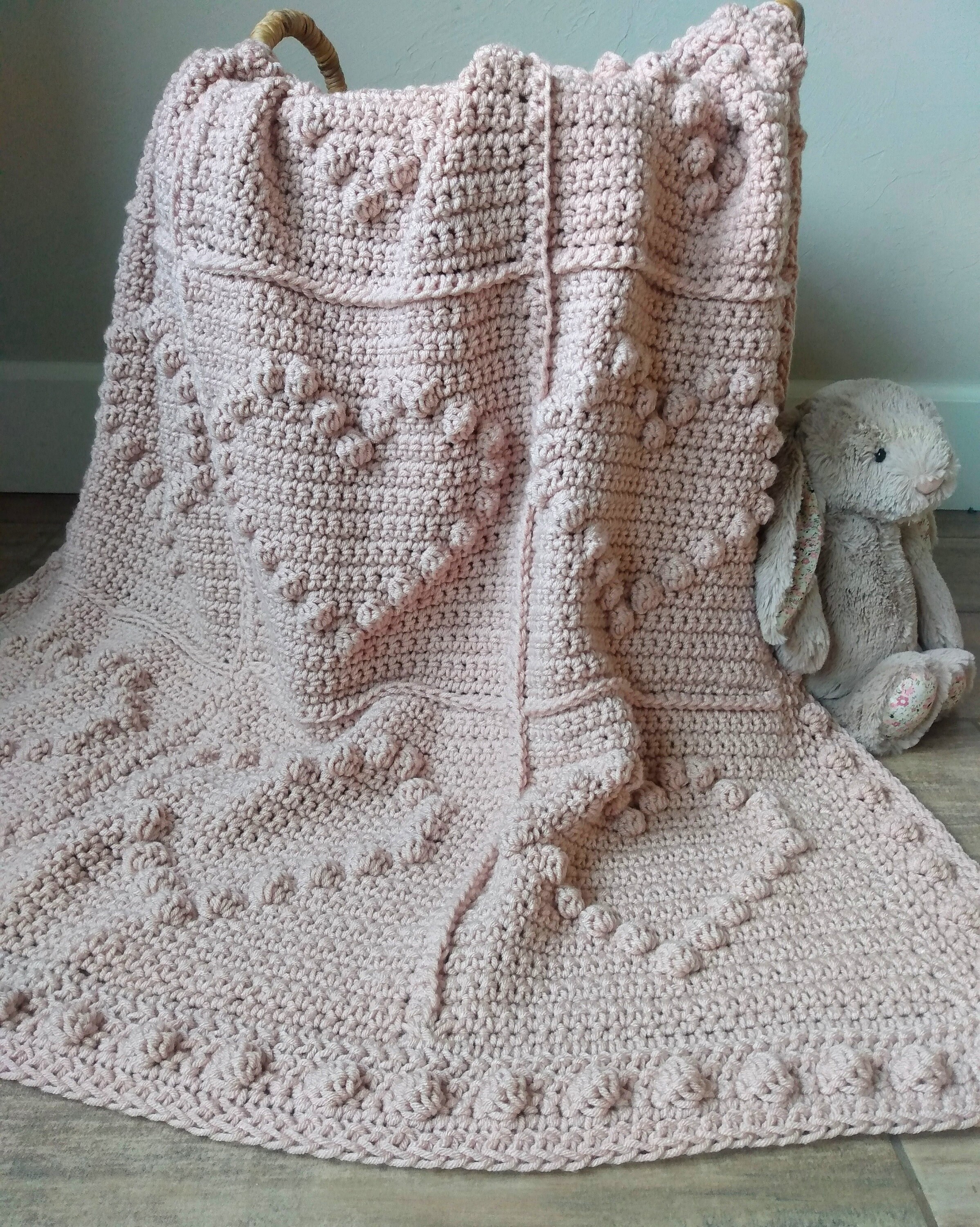 Blush Pink Bobble Heart Crochet Blanket - Etsy