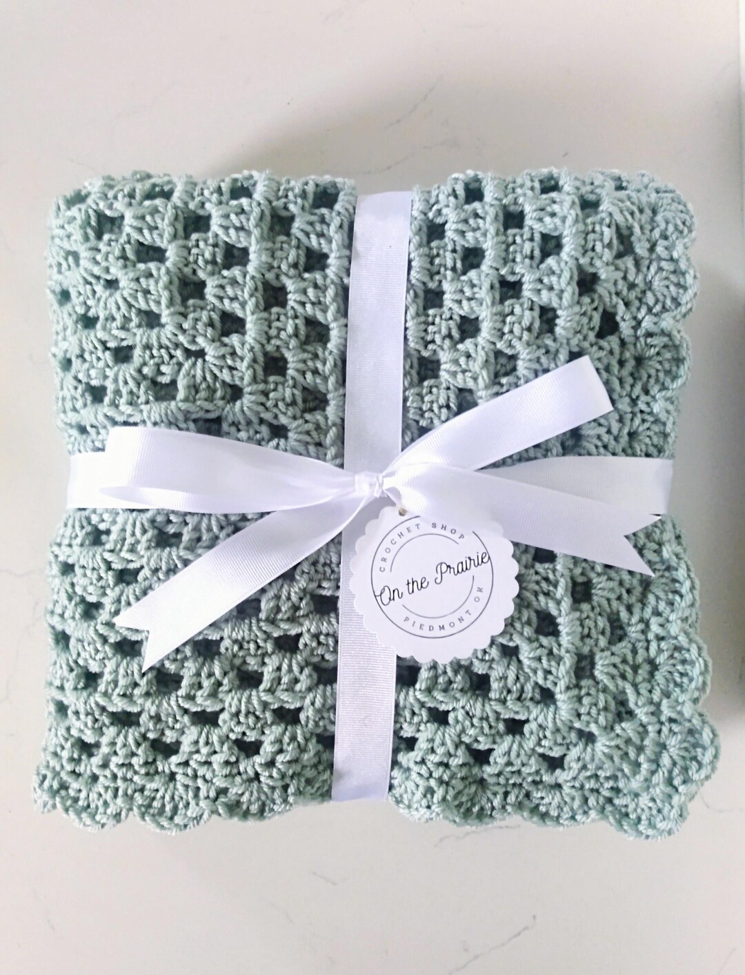 Crochet Granny Square Baby Blanket, Sage Green - Etsy