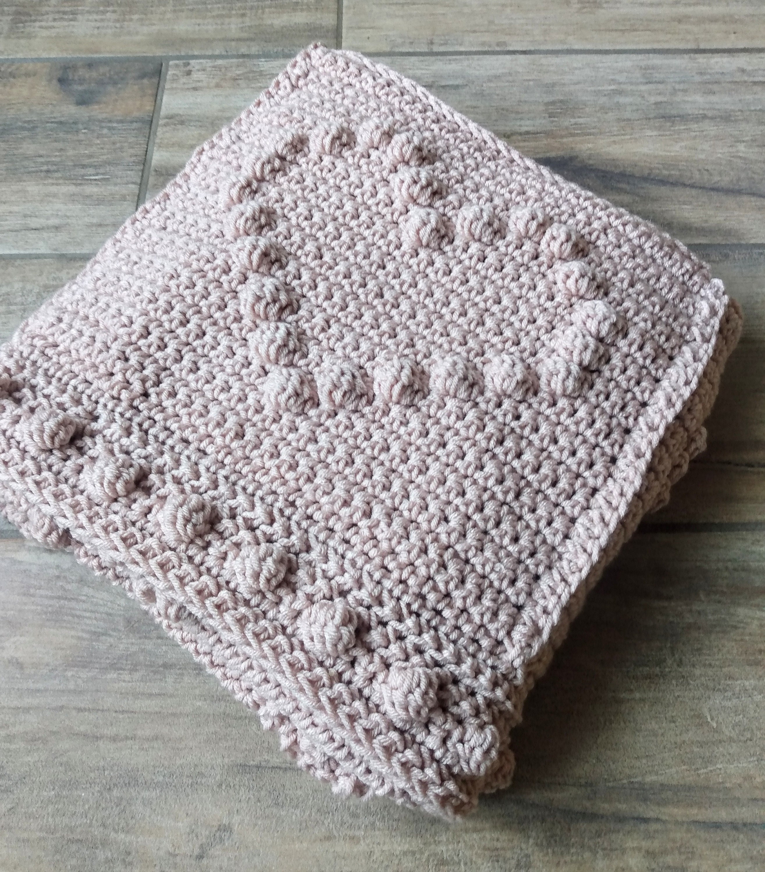 Blush Pink Bobble Heart Crochet Blanket - Etsy