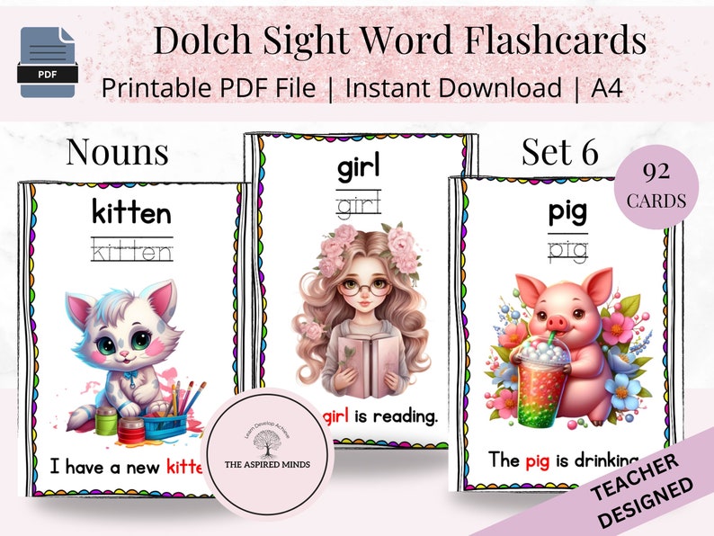 Printable Dolch Sight Word Flashcard BUNDLE, Kindergarten, Classroom ...
