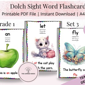 Printable Dolch Sight Word Flashcard BUNDLE, Kindergarten, Classroom ...