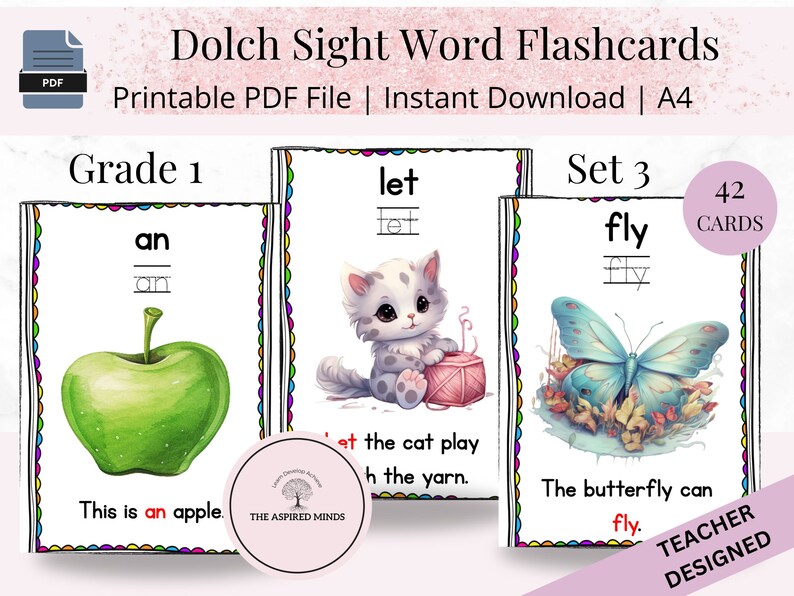 Printable Dolch Sight Word Flashcard BUNDLE, Kindergarten, Classroom ...