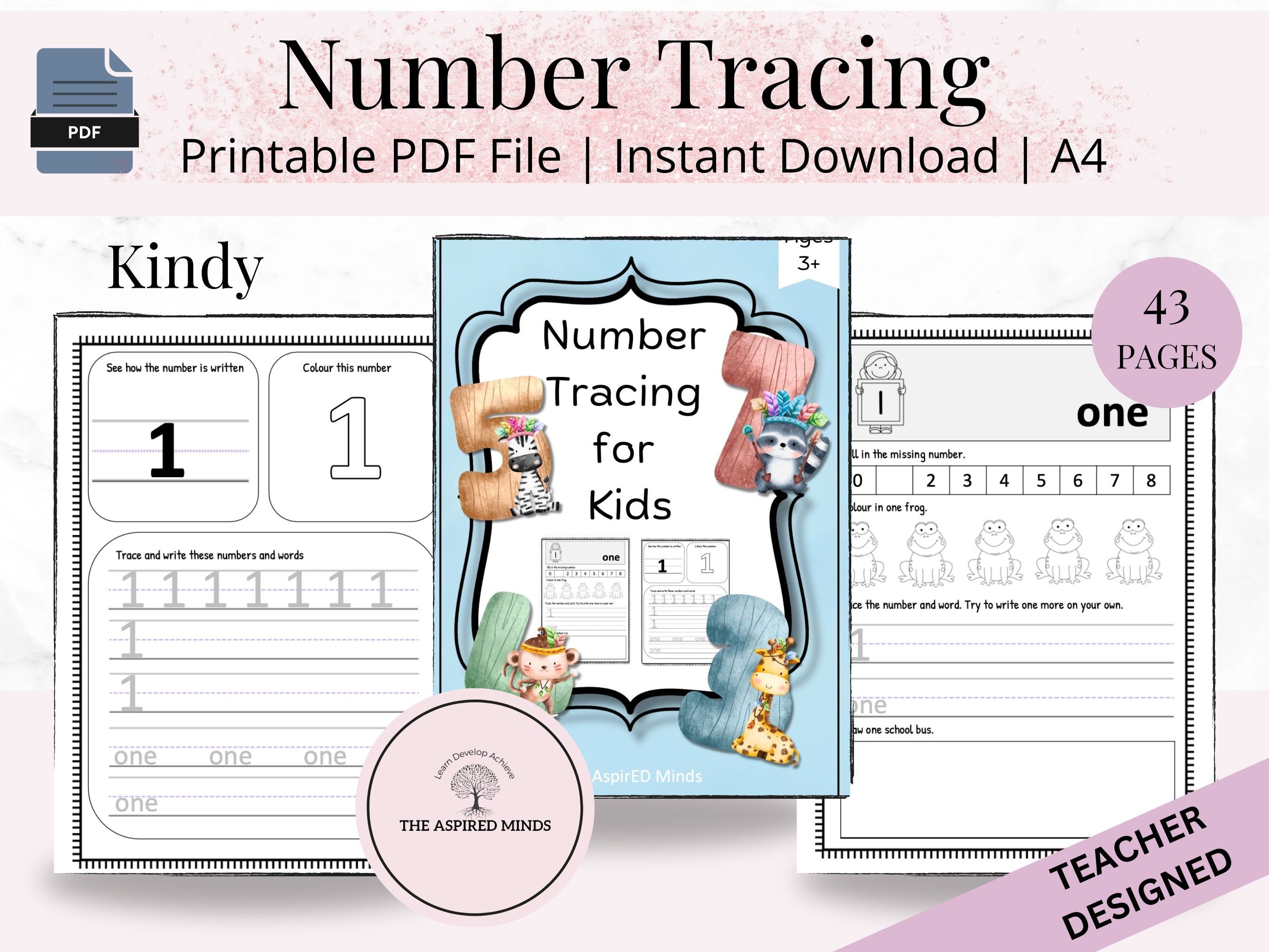 Preschool Number Tracing Pages 1-20 Activity Homeschool Counting and ...
