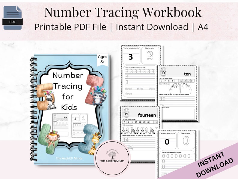 Preschool Number Tracing Pages 1-20 Activity Homeschool Counting and ...