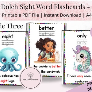 Printable Dolch Sight Word Flashcards, Third Grade, Classroom Display ...
