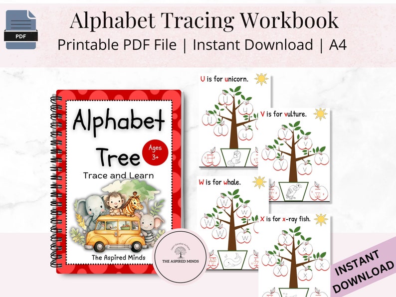 Alphabet Tracing Printable ABC Writing Workbook Kindergarten Pages ...