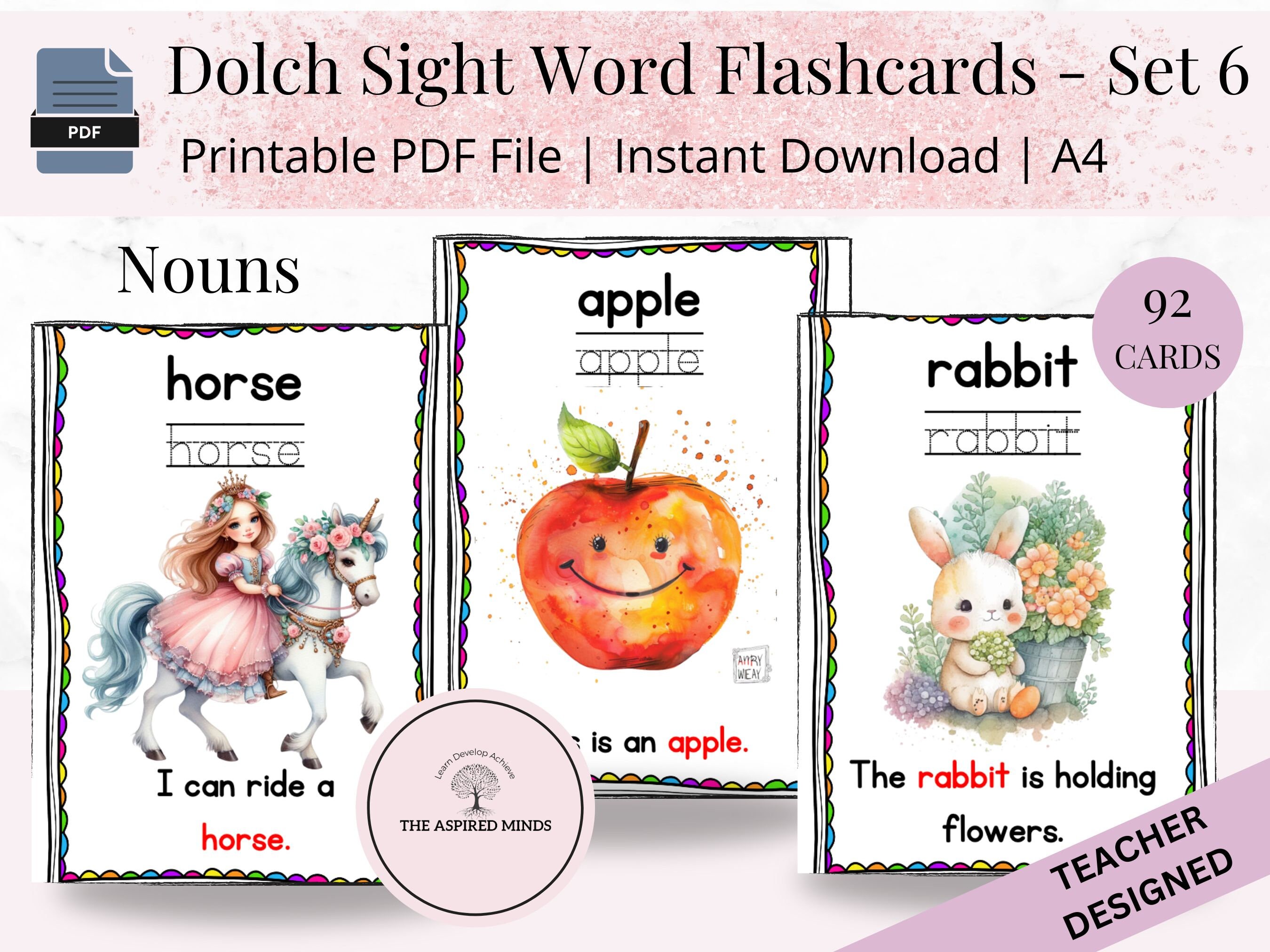 Printable Dolch Sight Word Flashcards, Pre-kindy-third Grade, Classroom ...