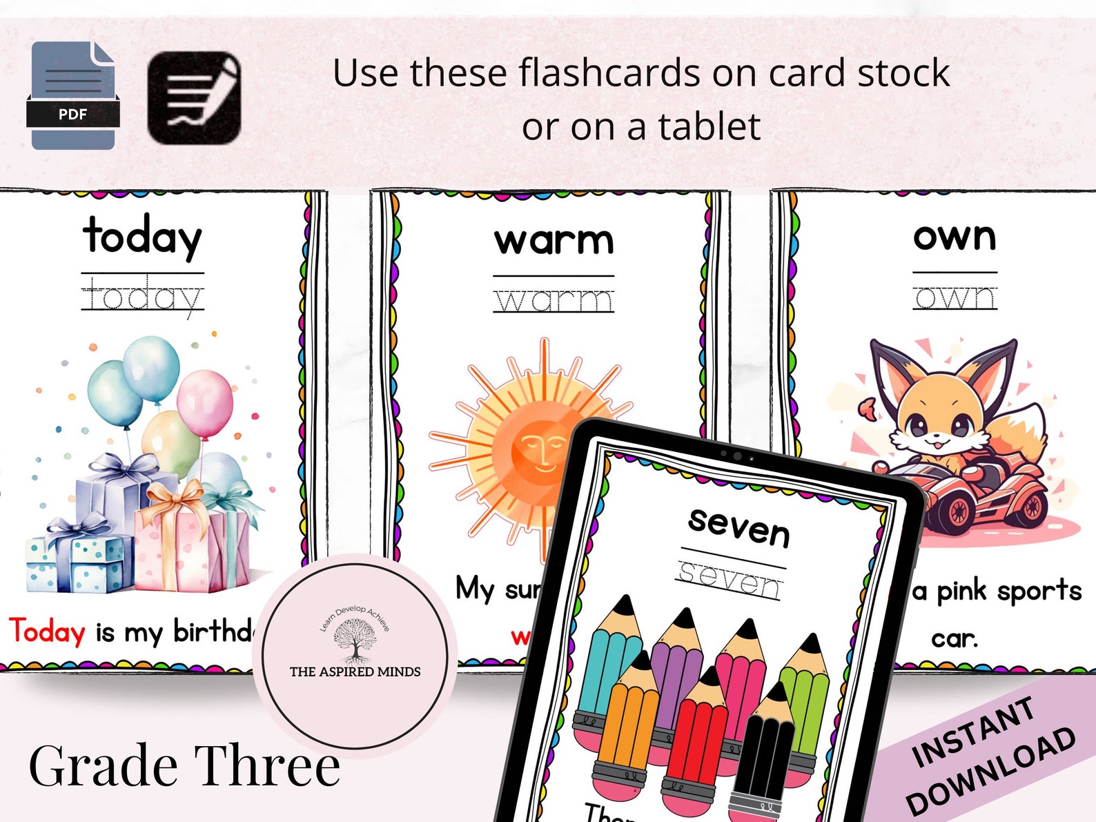 Printable Dolch Sight Word Flashcards, Third Grade, Classroom Display ...