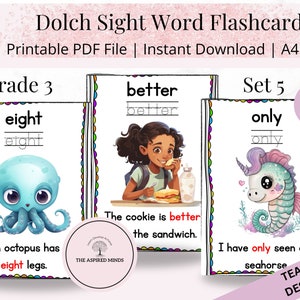 Printable Dolch Sight Word Flashcard BUNDLE, Kindergarten, Classroom ...