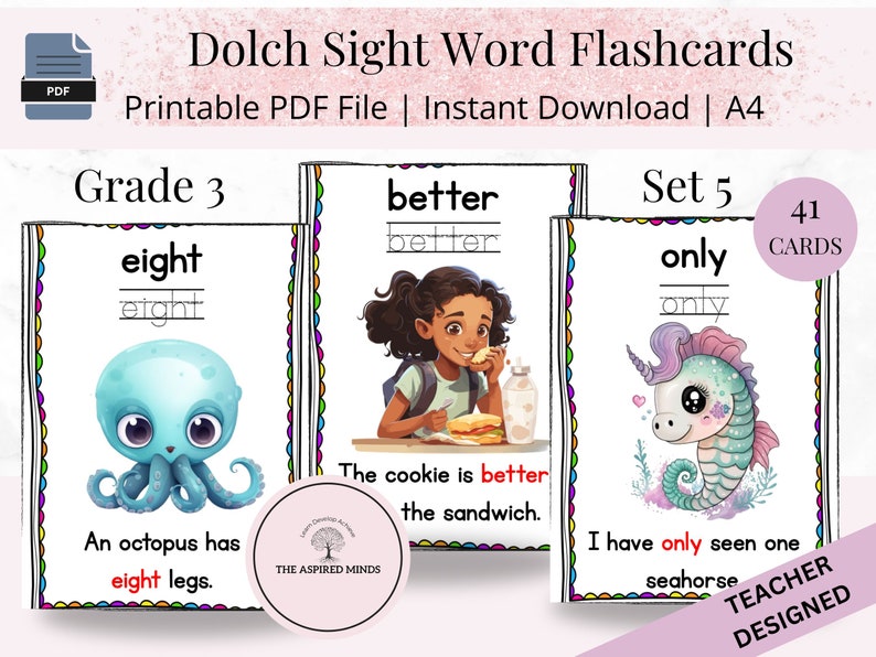 Printable Dolch Sight Word Flashcard BUNDLE, Kindergarten, Classroom ...