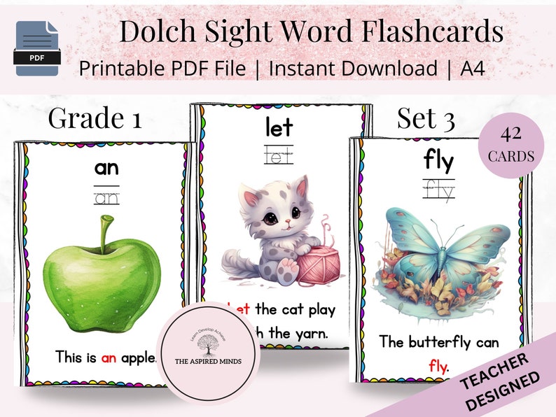 Printable Dolch Sight Word Flashcard BUNDLE, Kindergarten, Classroom ...