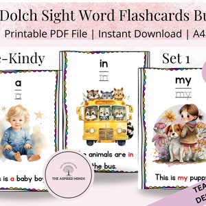 Printable Dolch Sight Word Flashcard BUNDLE, Kindergarten, Classroom ...