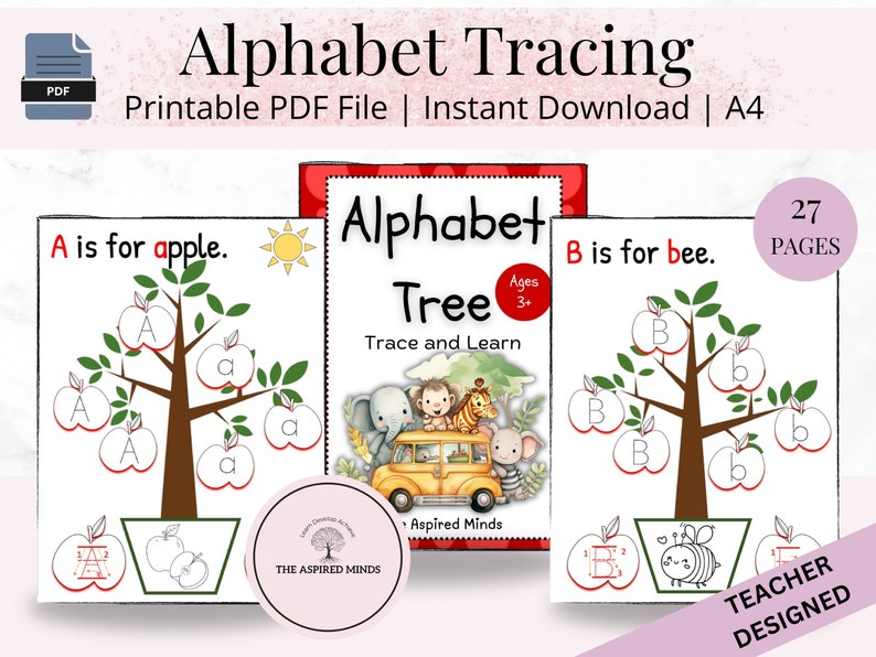 Alphabet Tracing Printable ABC Writing Workbook Kindergarten Pages ...