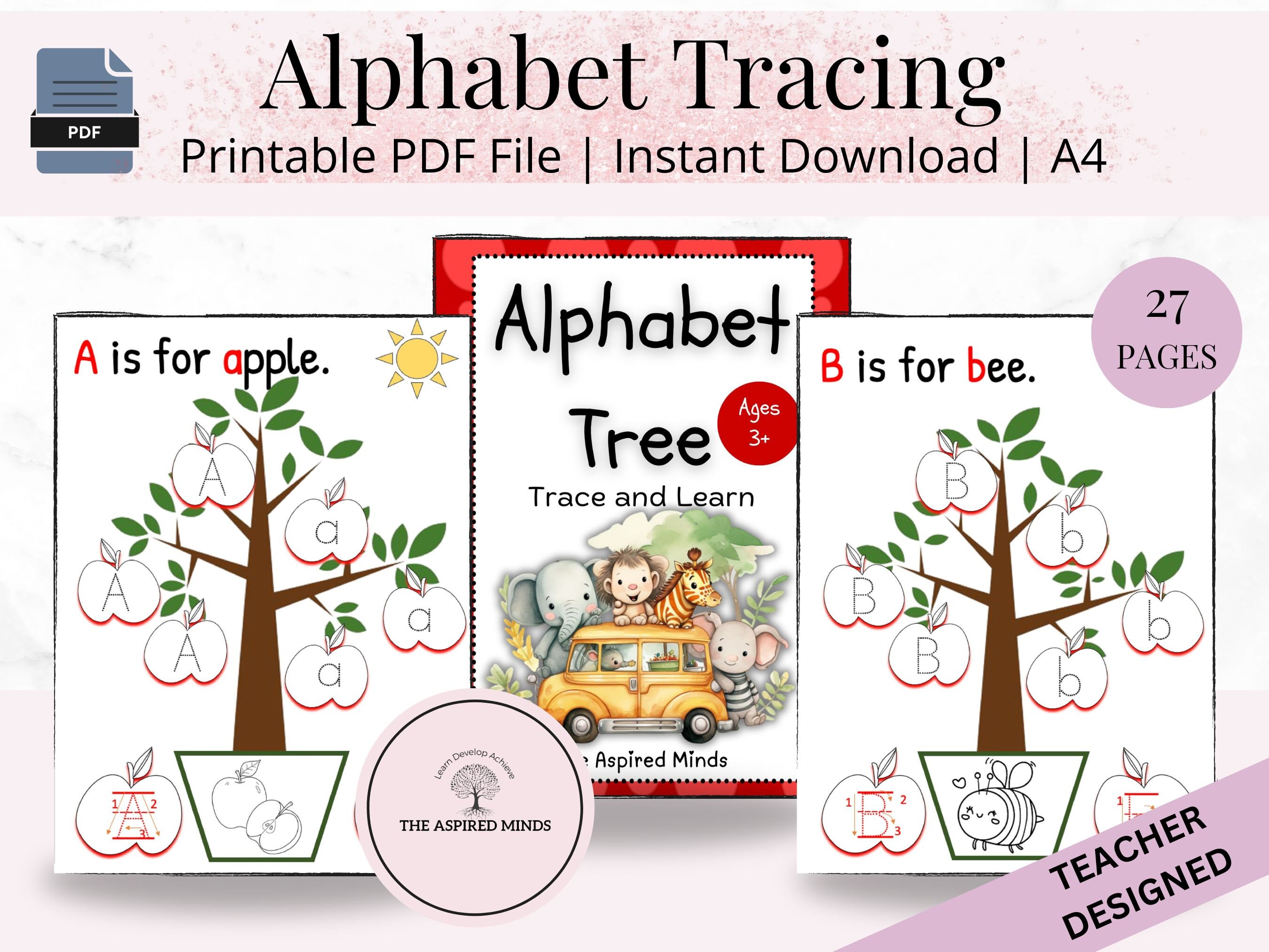 Alphabet Tracing Printable ABC Writing Workbook Kindergarten Pages ...