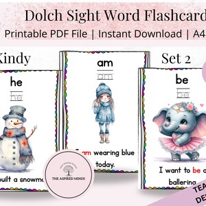Printable Dolch Sight Word Flashcard BUNDLE, Kindergarten, Classroom ...