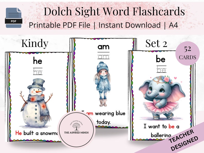 Printable Dolch Sight Word Flashcard BUNDLE, Kindergarten, Classroom ...
