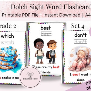 Printable Dolch Sight Word Flashcard BUNDLE, Kindergarten, Classroom ...
