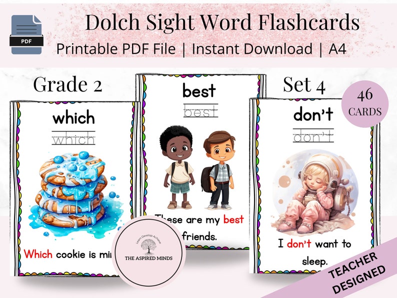 Printable Dolch Sight Word Flashcard BUNDLE, Kindergarten, Classroom ...