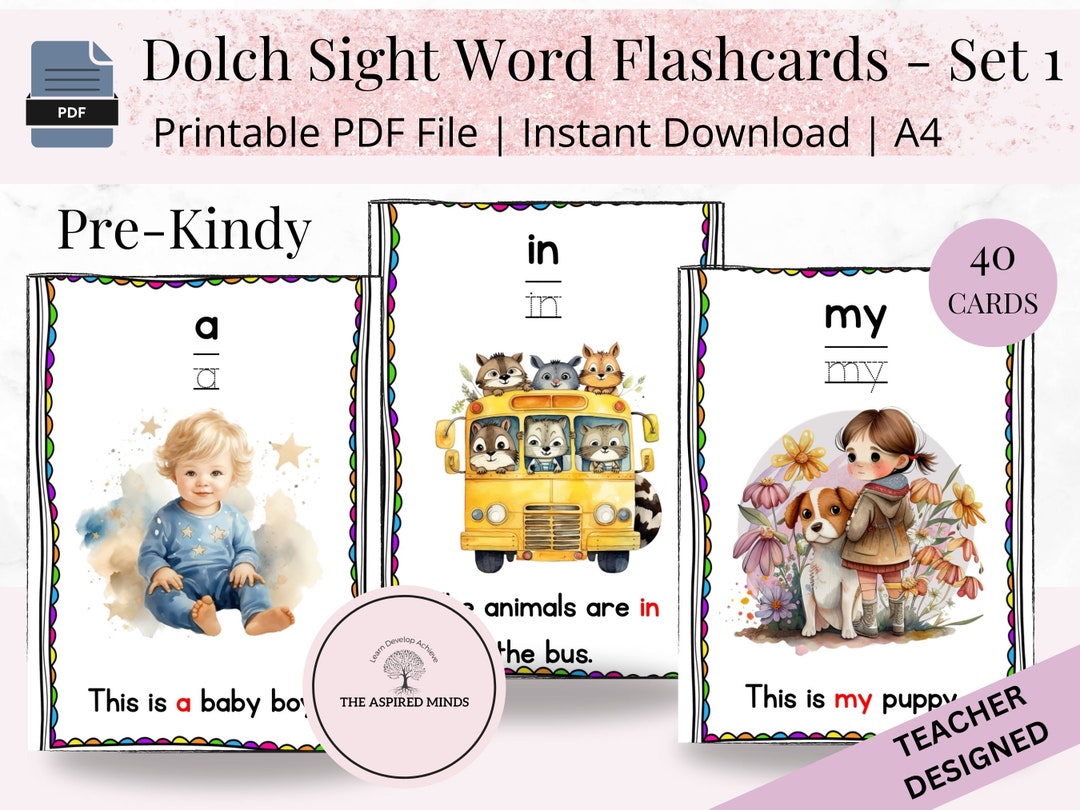 Printable Dolch Sight Word Flashcards, Pre-kindy, Classroom Display ...
