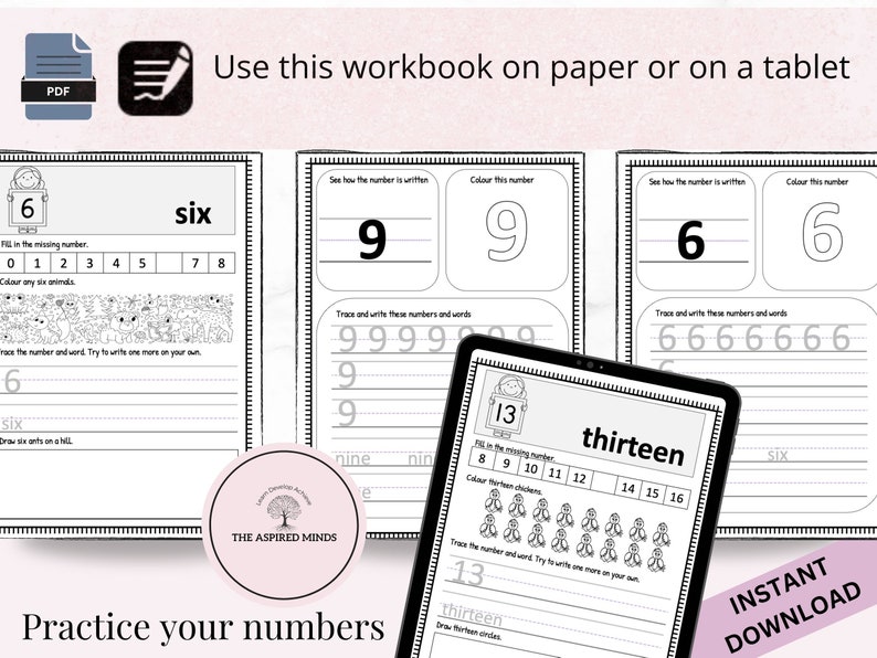 Preschool Number Tracing Pages 1-20 Activity Homeschool Counting and ...
