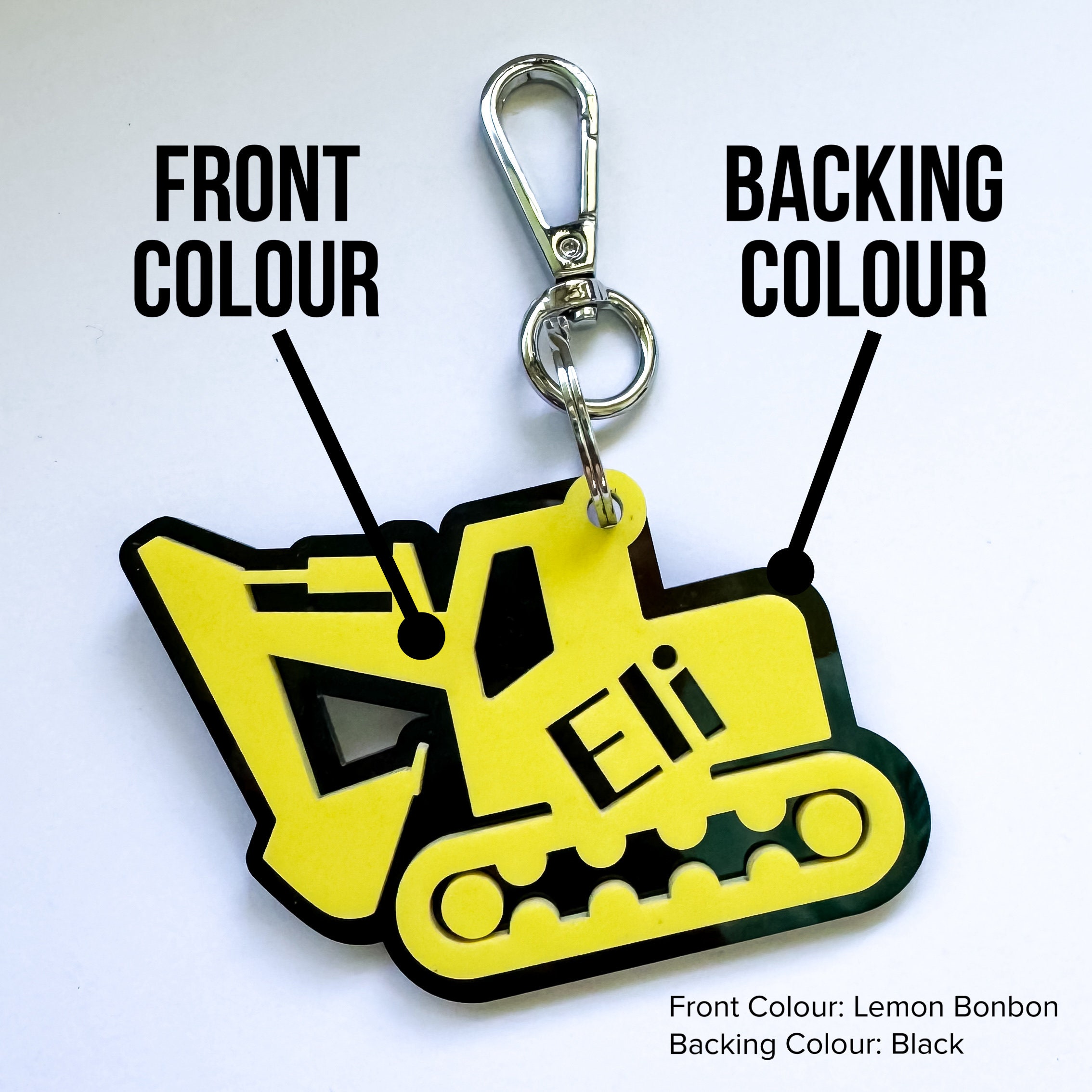 Digger Bag Tag / Acrylic Kids Bag Tag / Personalised Bag Tag for Kids ...