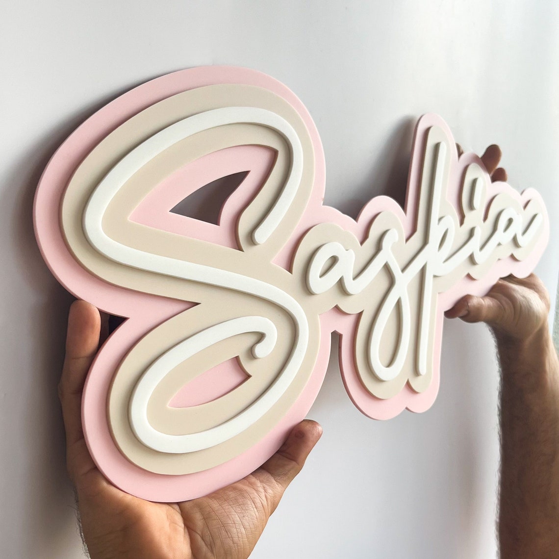 SCRIPT 3D Name Plaque Kids Name Plaque Layered Wall Art Acrylic Birth ...