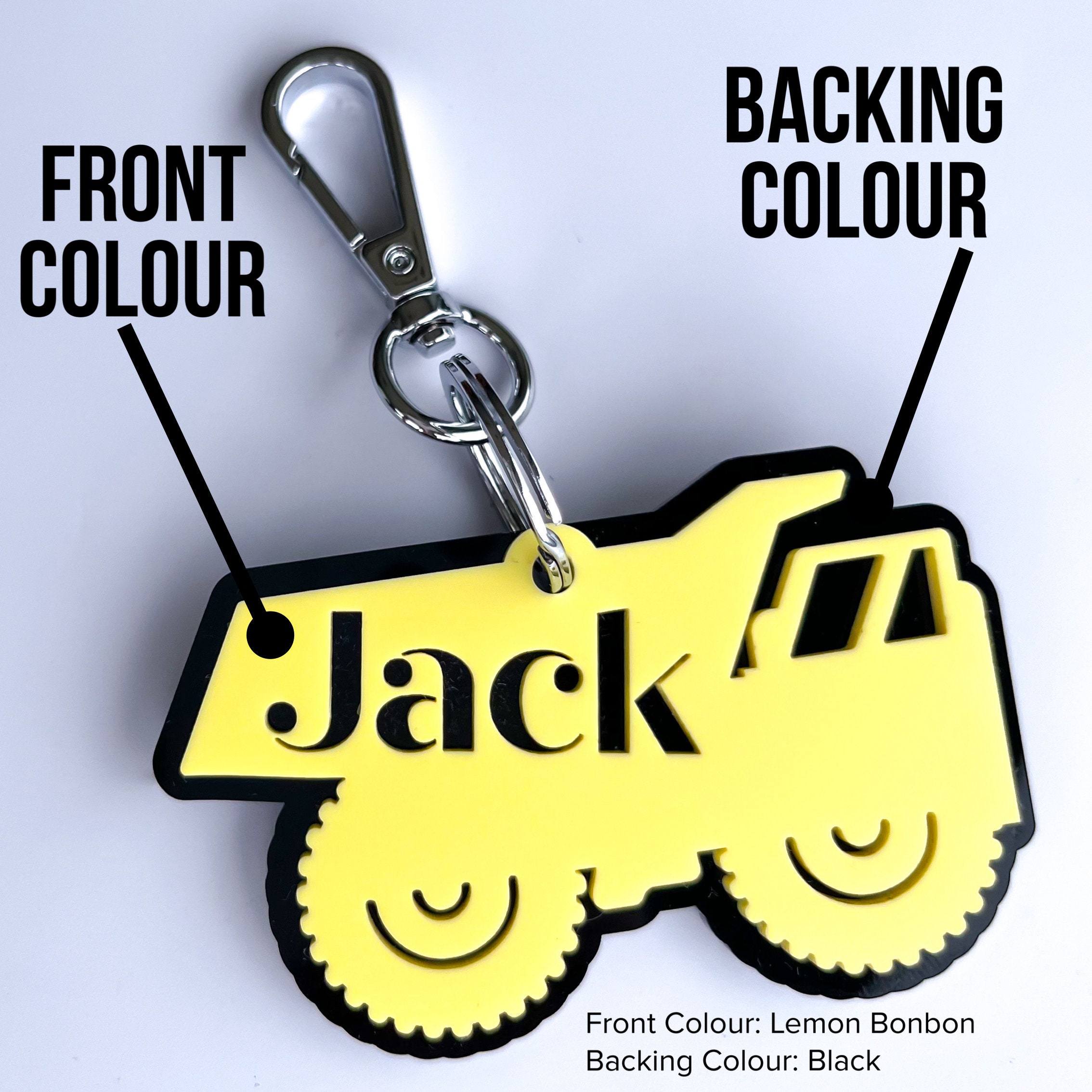 Dump Truck Bag Tag / Acrylic Kids Bag Tag / Personalised Bag Tag for ...