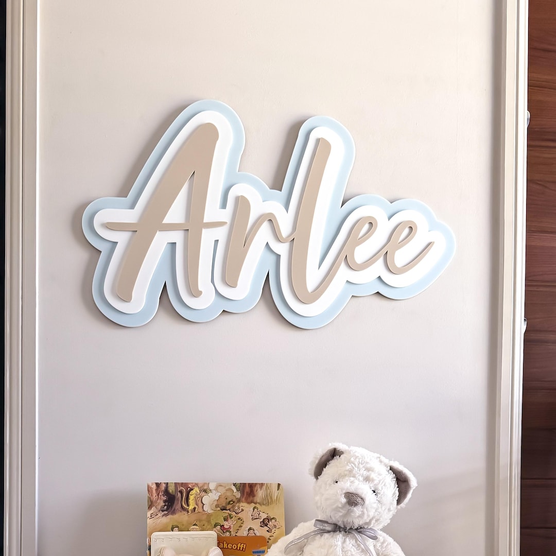 3D Script Name Sign | Layered Acrylic Wall Art | Kids Decor | Name ...