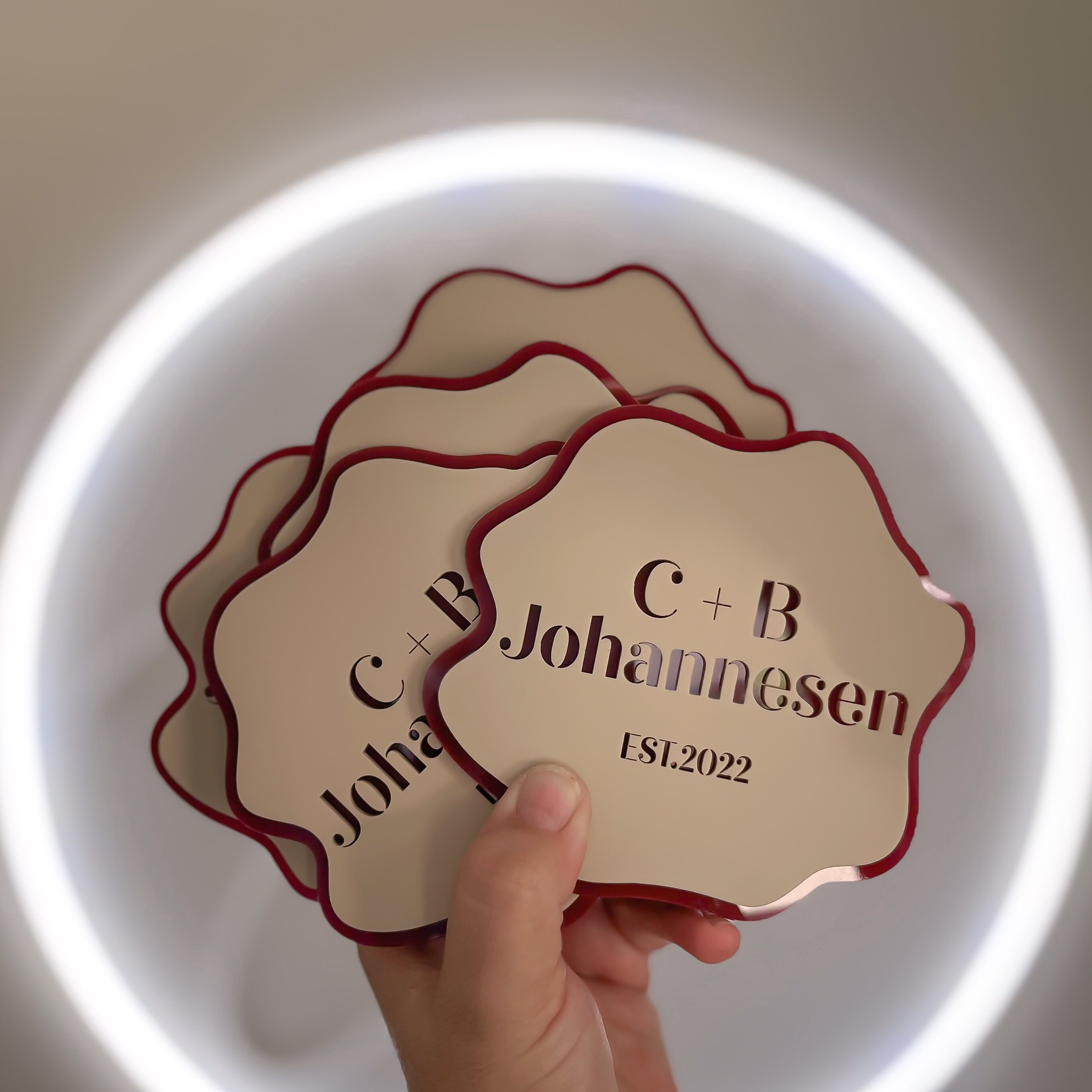 Signature Personalised Wavy Coaster Set Wedding Coasters Christmas ...