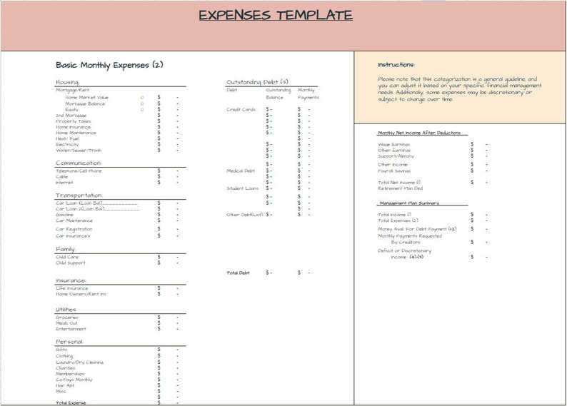 Smart Budget Planner Monthly Google Spreadsheet Template - Etsy