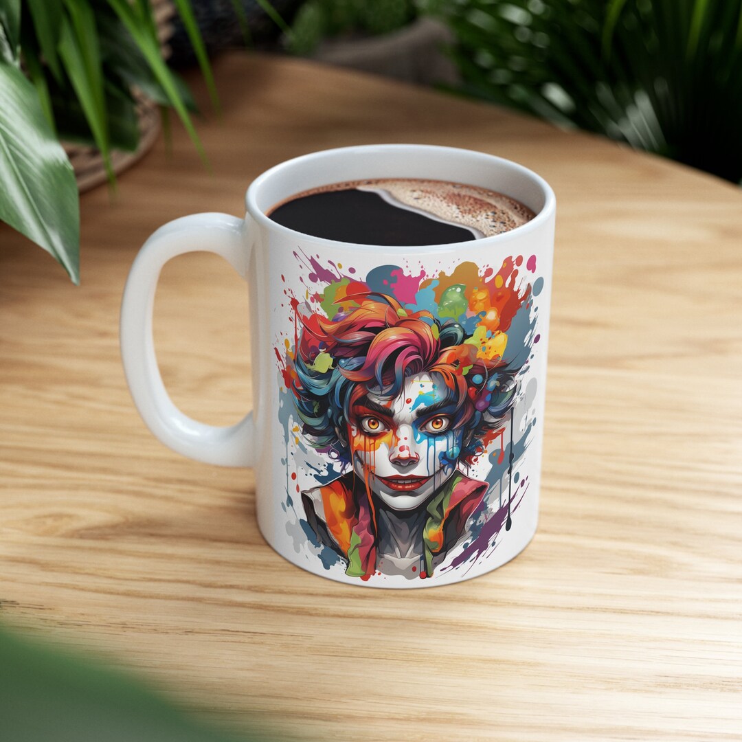 Painted Clown Ceramic Coffee Mug - Etsy