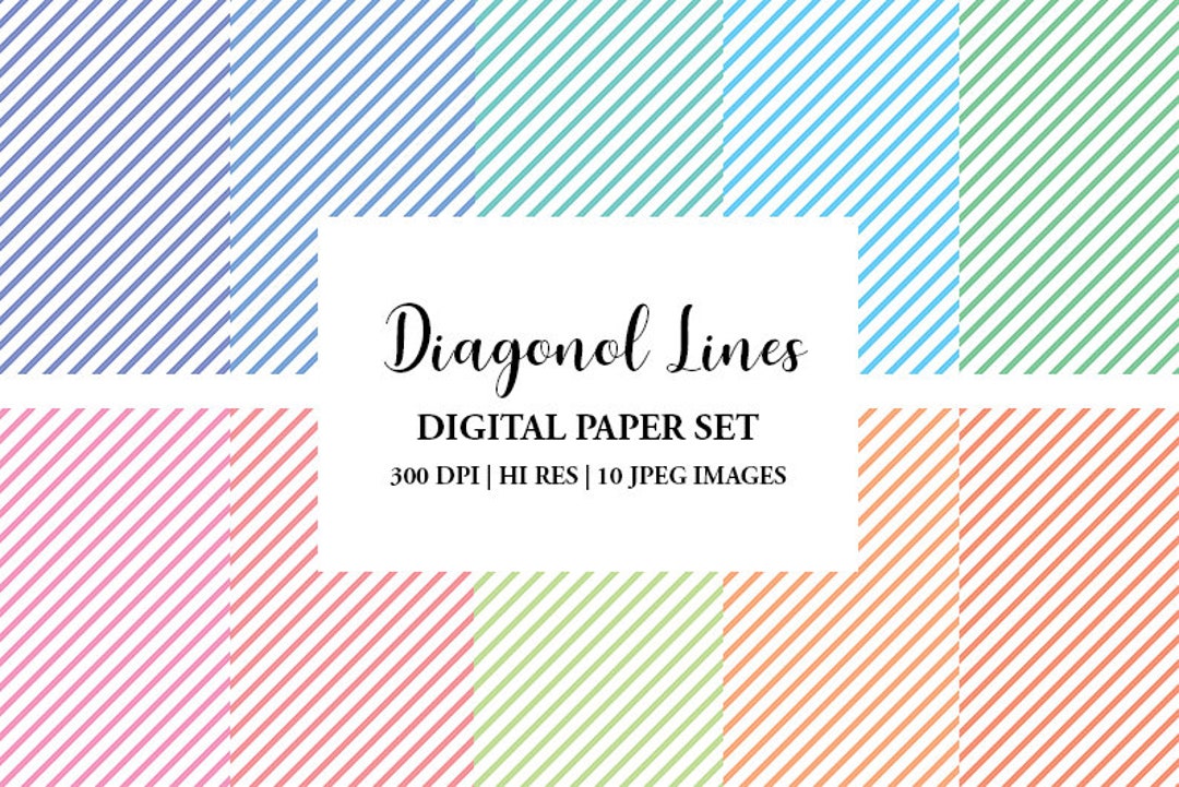 Pastel Diagonal Lines Digital Paper Set, Seamless Textures, Printable ...