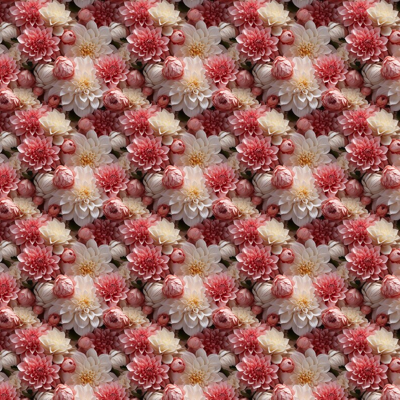 3D Flowers Digital Paper Set, Seamless Textures, Printable, Commercial ...