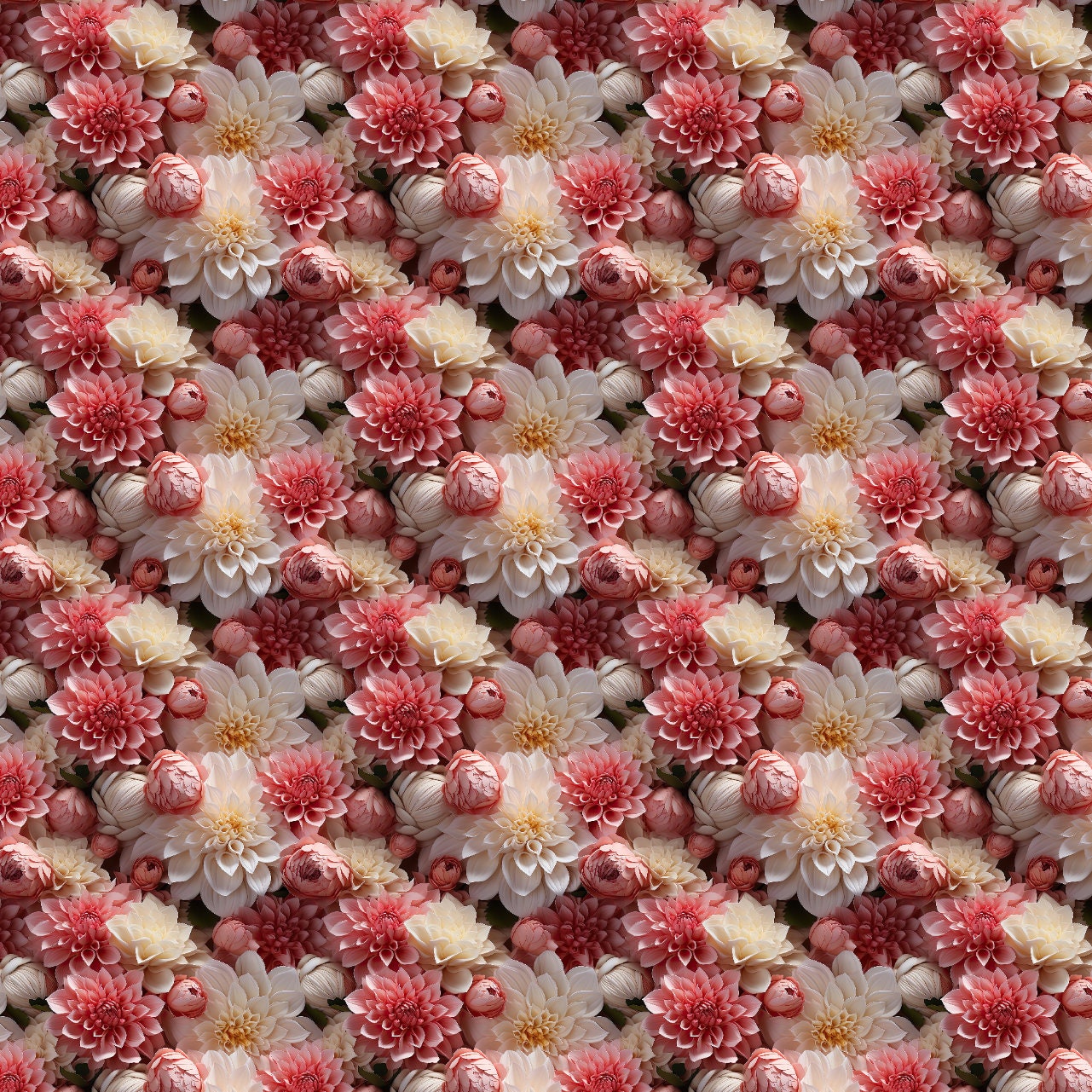 3D Flowers Digital Paper Set, Seamless Textures, Printable, Commercial ...