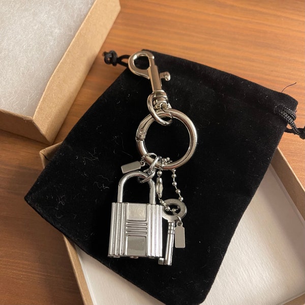 Lock and Key Silver Charm - Etsy