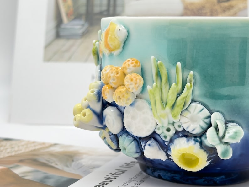 Handmade Ceramic Cup, Coral Cup, Ocean-themed Cup, Ceramic Coral Cup ...