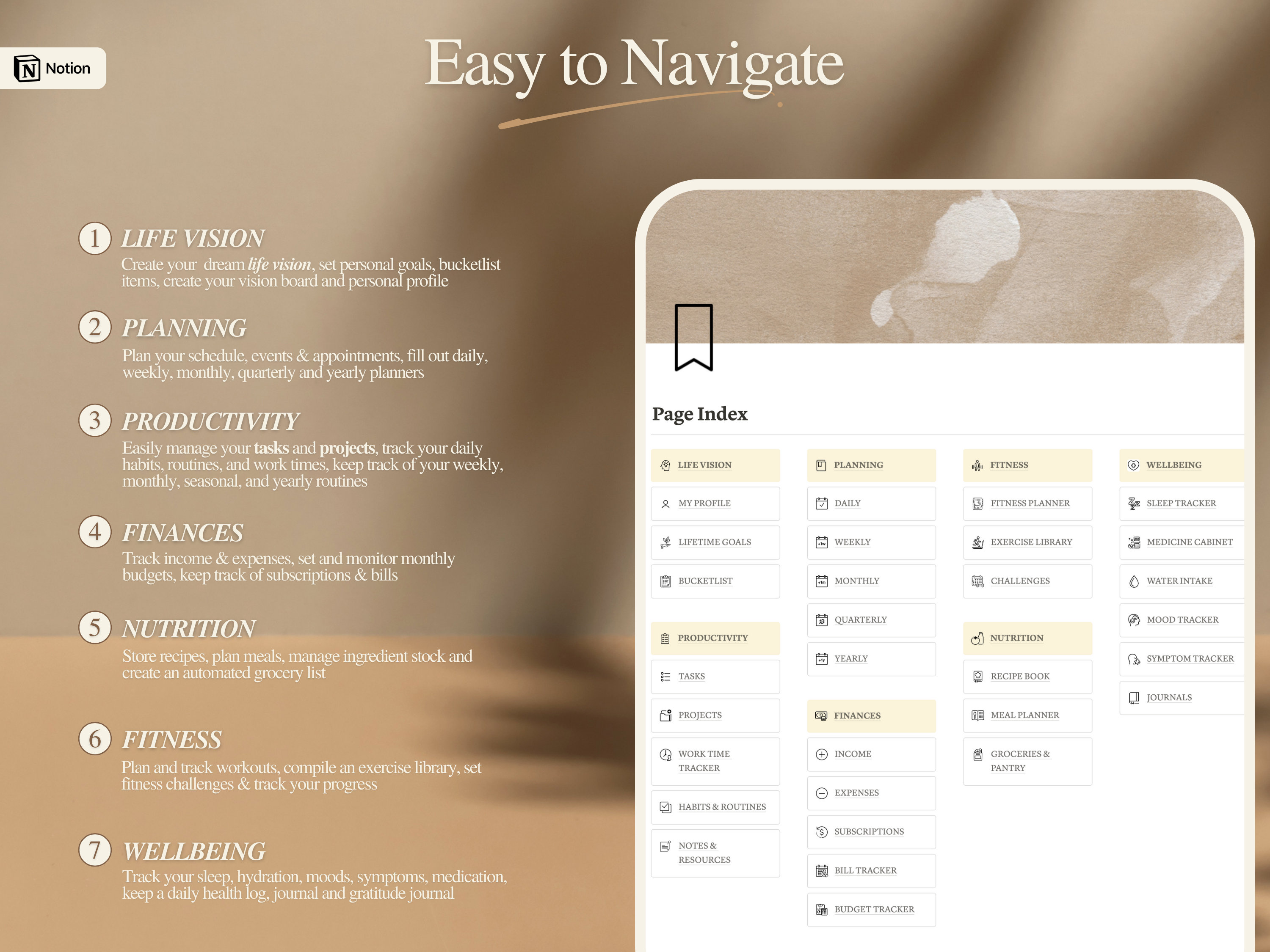Notion Template Life Planner | Notion Dashboard, Aesthetic Minimal Notion Template, Notion ...