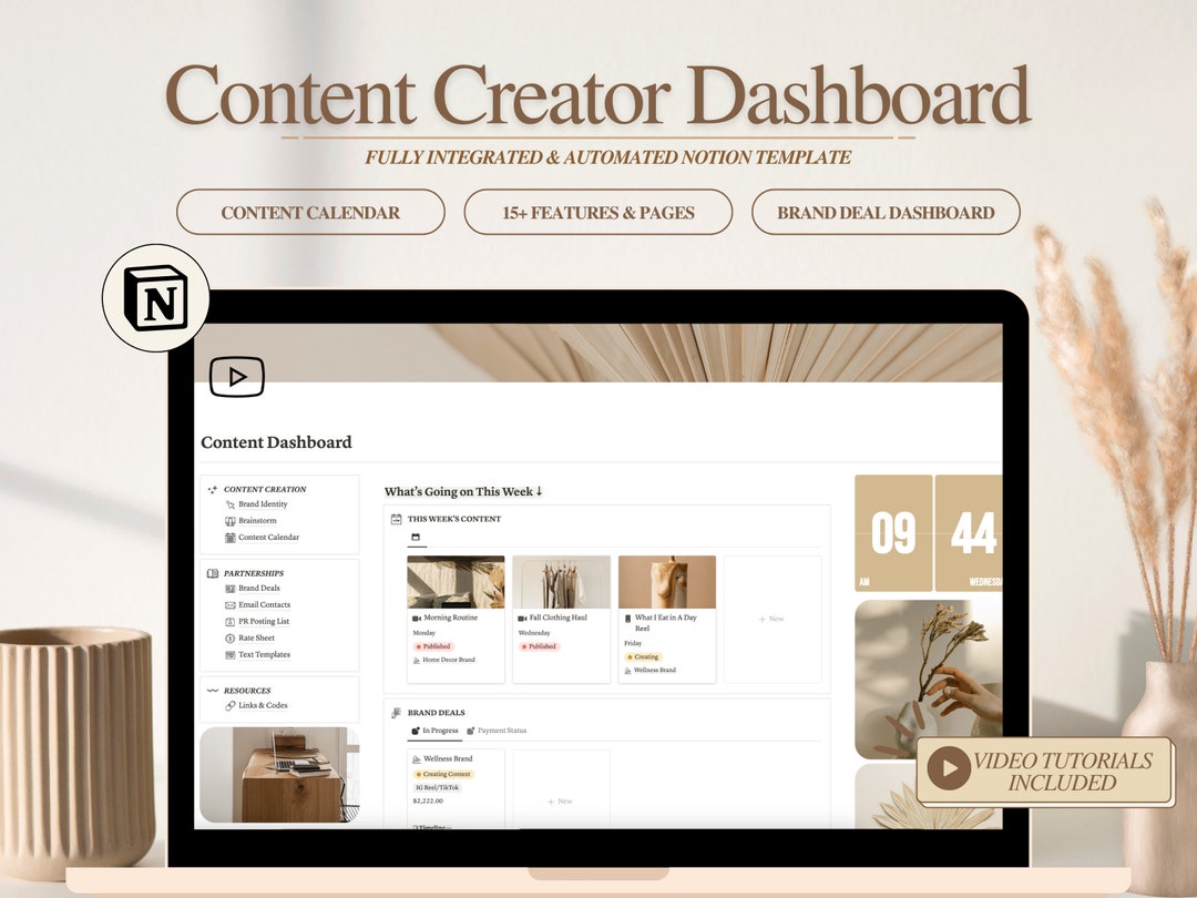 Content Creator Notion Template Social Media Planner | Content Planner, UGC, Instagram, Youtube ...