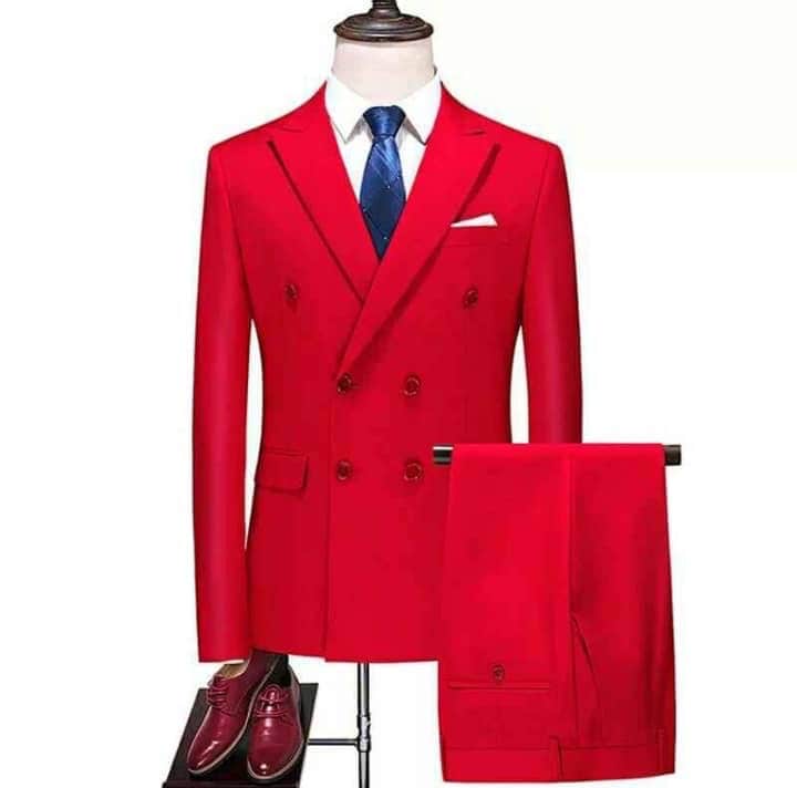 Red 2 Pieces Double Breasted Suit,red Men’s Suit,red Wedding Suit,red ...
