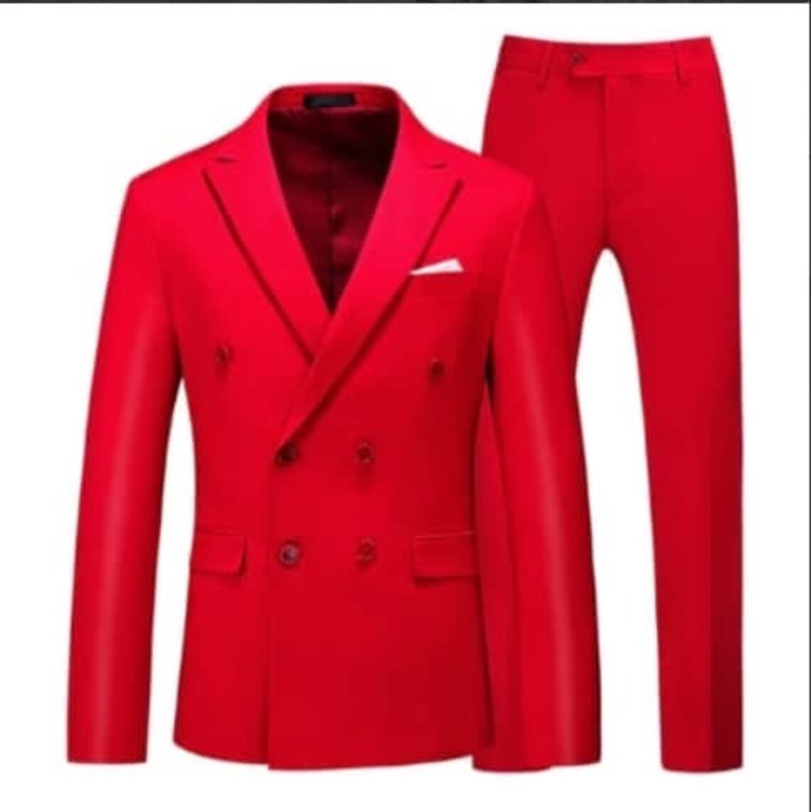 Red 2 Pieces Double Breasted Suit,red Men’s Suit,red Wedding Suit,red ...