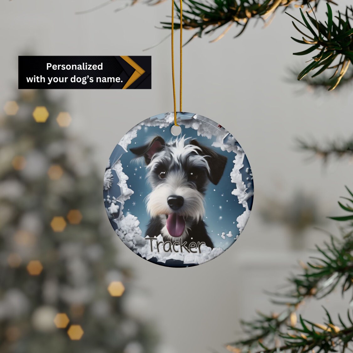 Personalized Miniature Schnauzer Ceramic Ornament, Customized With Your ...