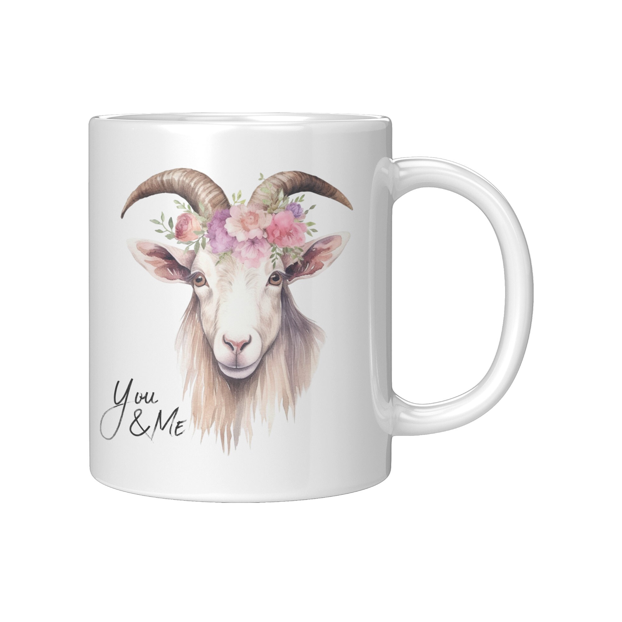 Custom Coffee Mug With Watercolor Goat Design, You & Me Collection ...