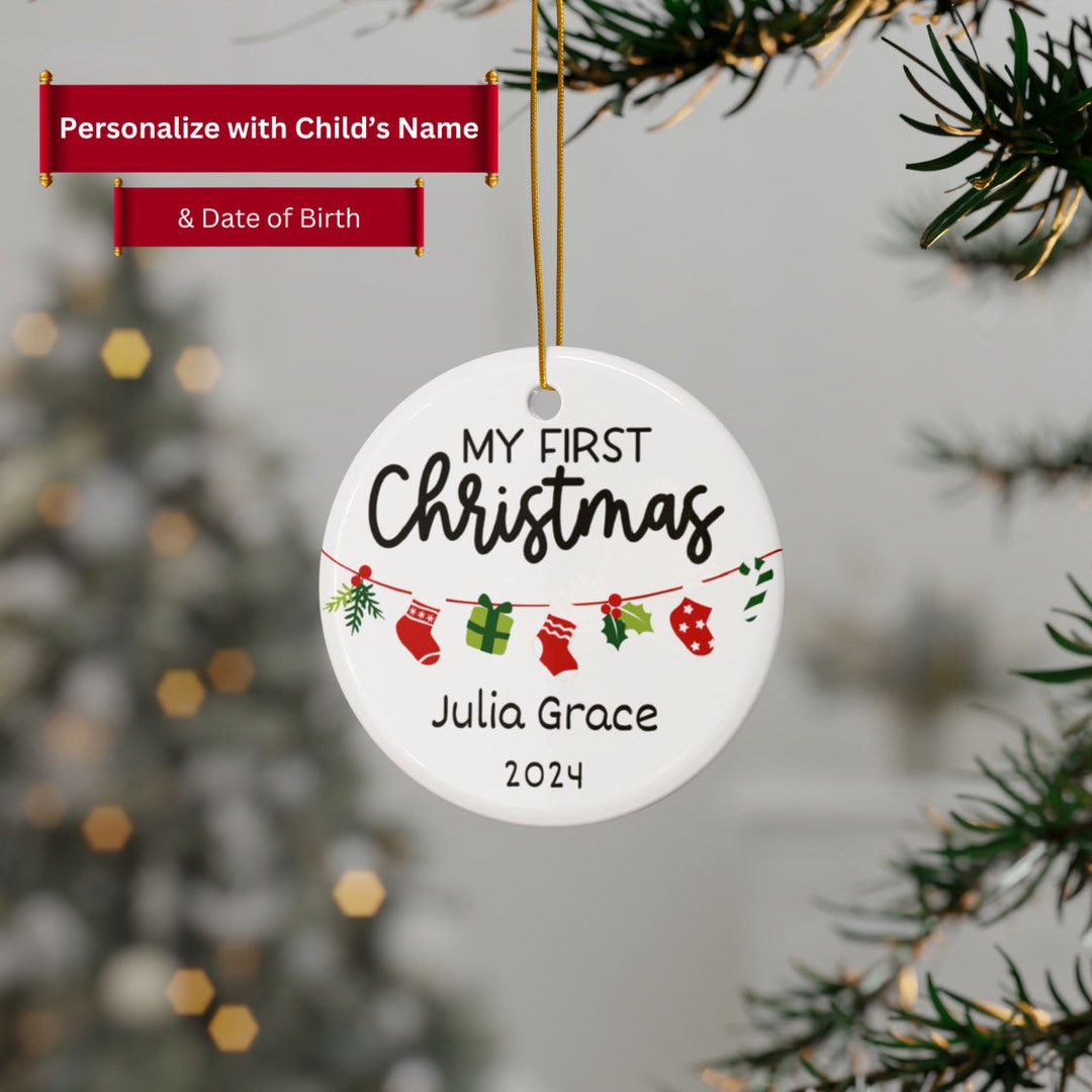 Personalized My First Christmas Ceramic Ornament, Customized With Your ...