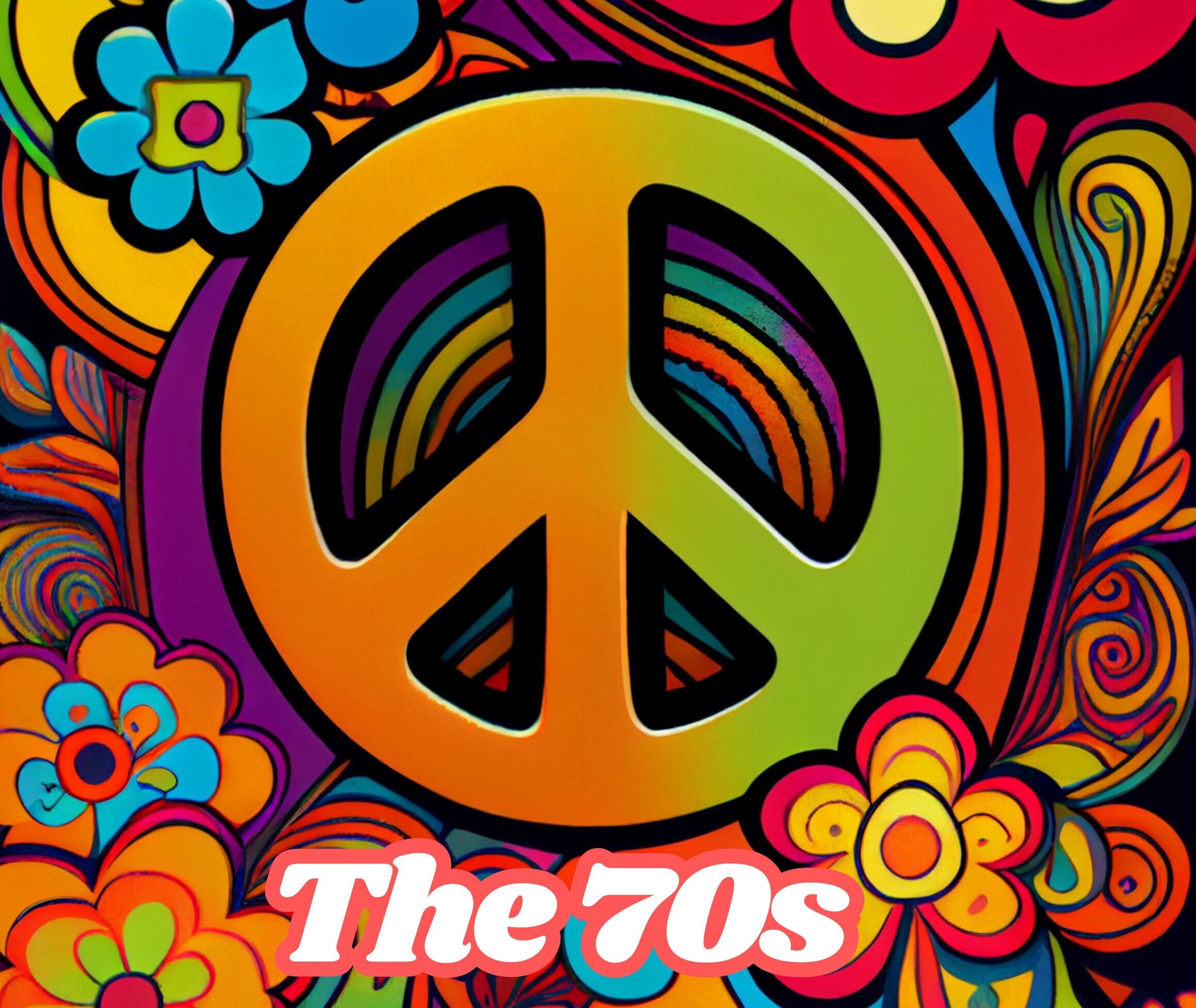 The 70s Printable Coloring Pages: Hippies, Bell Bottoms, Flower Power ...